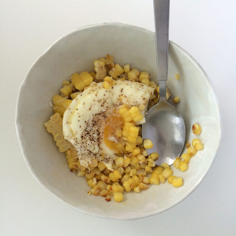 End-of-Summer Corn with Fried Egg + Parmigiano - Improvised Life